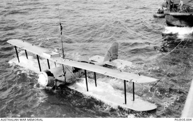 Portsmouth, 1935. A Westland Wapiti biplane being recovered from the ...