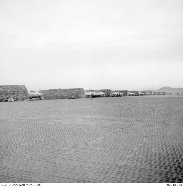 Entrance to the 77 Squadron RAAF base. The sign in the foreground ...