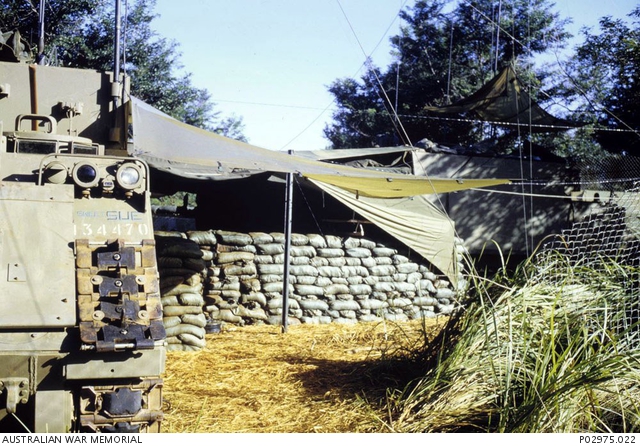 A Command Post (CP) for military operations in Vietnam. A M113A1 ...