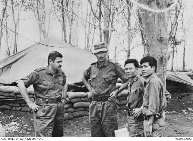 Standing in front of the command post at Fire Support Base (FSB) Beth ...