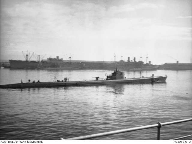 Perth, WA. c. 1942. A submarine in the Swan River, as seen from the ...