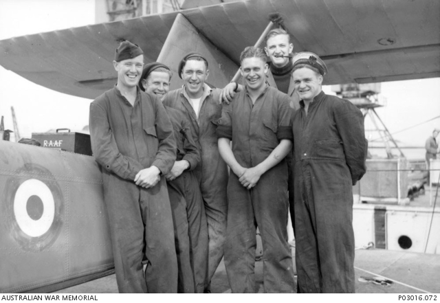 At Sea. c. 1942. Group portrait of members of No. 9 (Fleet Co-operation ...