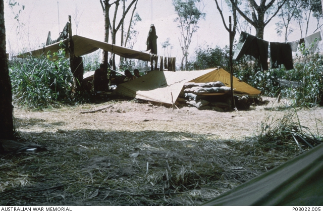 One of the weapon pits used by the detachment from Headquarters 1st ...