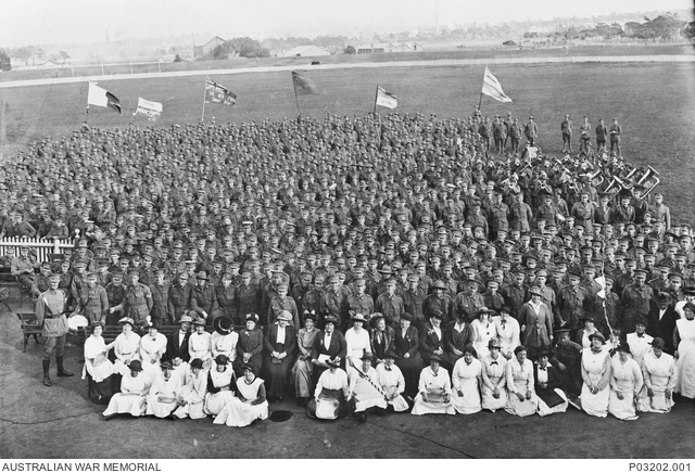 Outdoor group portrait of members of the 36th Battalion | Australian ...