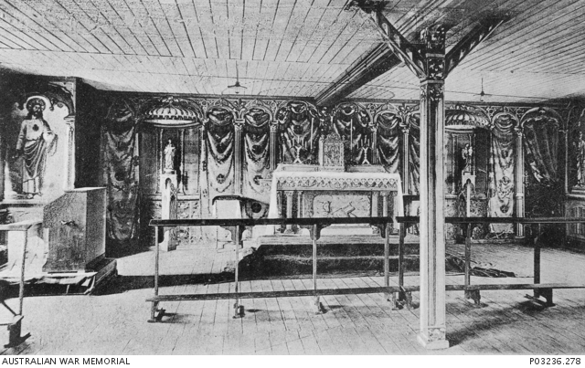 A lithographic postcard of the inside of the chapel [Chapel Group III ...