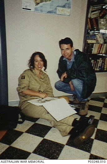 At sea. 19 December 1999. Informal portrait of Scott Beavan (right), a ...