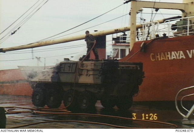 Dili, East Timor. 22 December 1999. An unidentified member of A ...