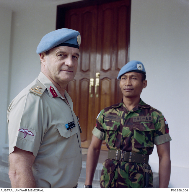 Lieutenant General (Lt Gen) John M Sanderson (left), Force Commander of ...