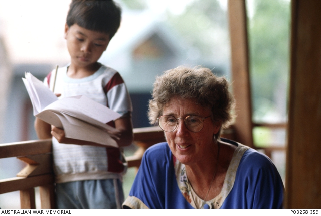 An informal portrait of Sister Joan Healy, an Australian nun from the ...