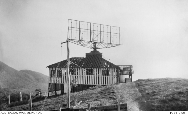 Side view of a radar shack with receiver, which was operated by 56 ...
