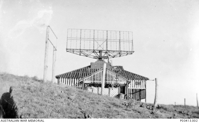 View of the front entrance to the radar shack with receiver, operated ...
