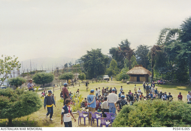 East Timorese gathered for a pre poll meeting in the village of Atsabe ...
