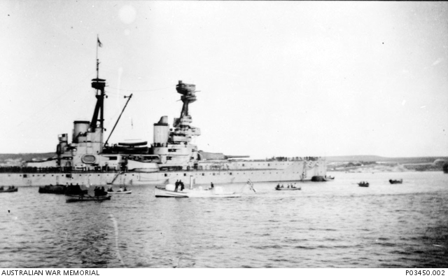 Sebastopol. The German Admiral's launch going alongside HMS Superb ...