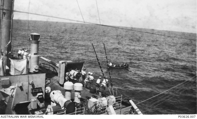 Italian prisoners coming from the Italian motor vessel Romolo in life ...