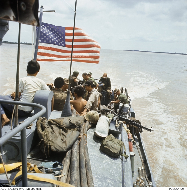 RAN, USN and Army of the Republic of Vietnam (ARVN) personnel relaxing ...