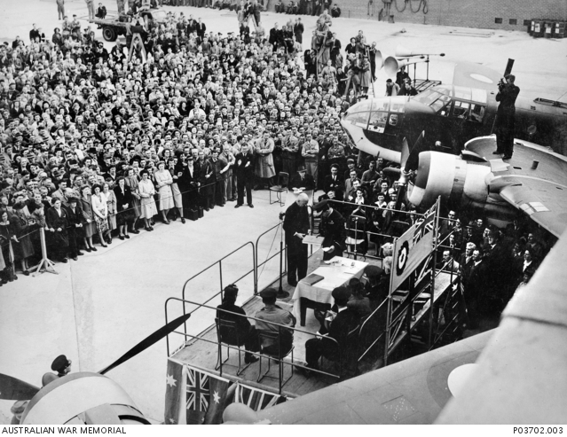 Flanked by two Beaufort bombers, the Director of the Government ...