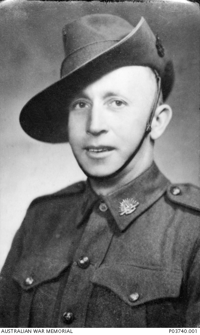 Studio portrait of NX32273 Private (Pte) Albert Leslie Mitchell, B ...
