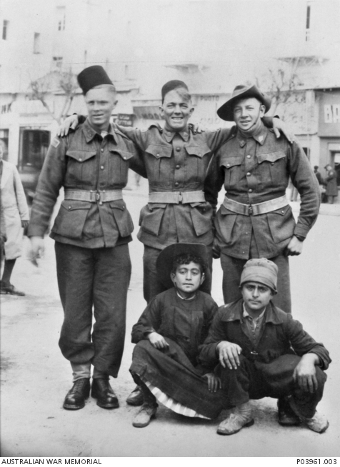 Group photograph of Australian soldiers taken while on leave in Tel ...