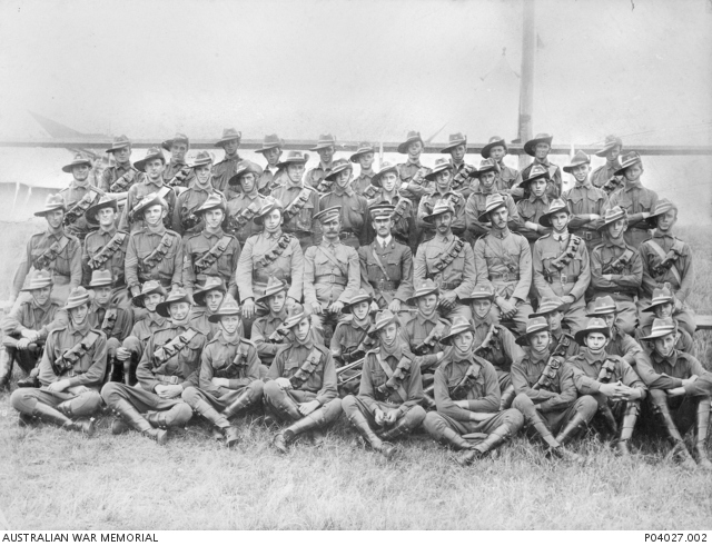 A group portrait of members of the 20th Battalion, Australian Army ...