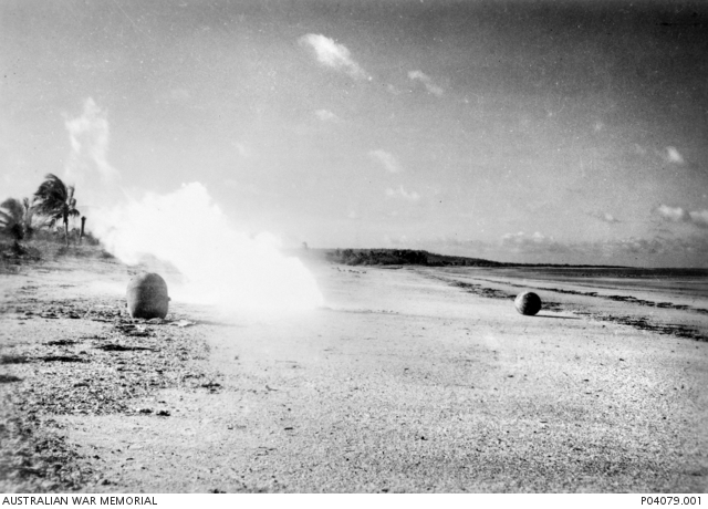 An incendiary bomb, dropped by the Japanese during a bombing raid on ...