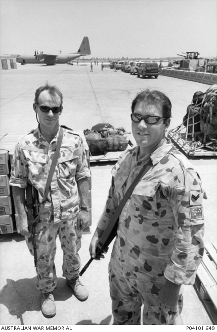 Corporal (Cpl) Ryan Sigal (foreground) and Cpl Wayne Donlan members of ...