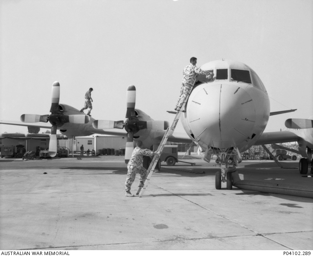 Members of the RAAF P-3 Orion aircraft detachment complete the pre ...