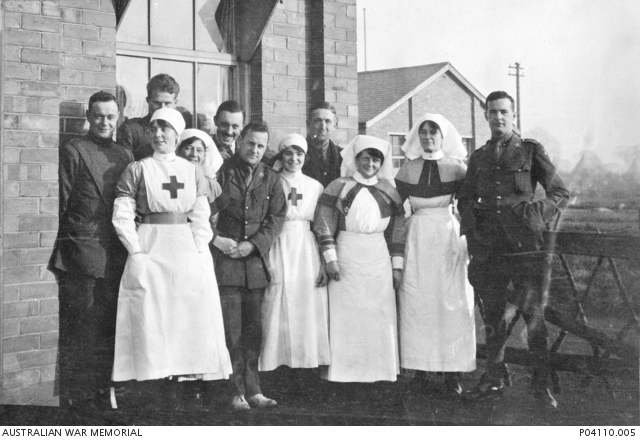 Group portrait of Red Cross nurses and unidentified patients at Price ...