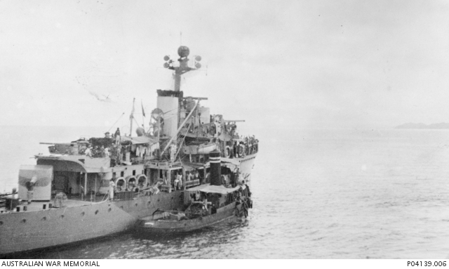 Starboard quarter view of the Royal Netherlands Navy gunboat Soemba ...