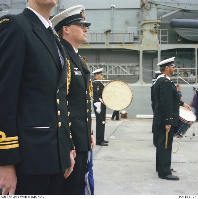 A naval band, probably the West Australian Naval Band, and two ...