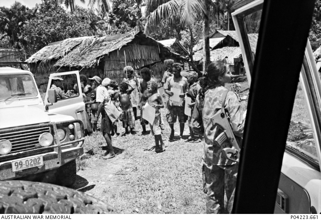 Captain Rachel Leal, of 1 Intelligence Battalion, arrives at Bobalangi ...