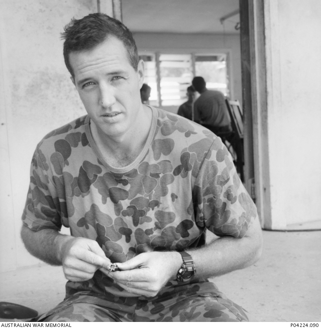 Informal portrait of Corporal (Cpl) Brendan Martin, of Signals Platoon ...