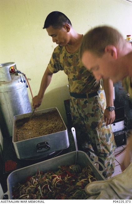 Two members of Catering Platoon, 2nd Battalion, the Royal Australian ...