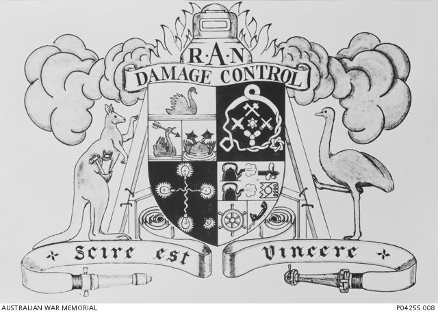The original design drawing of the crest for the Damage Control and ...