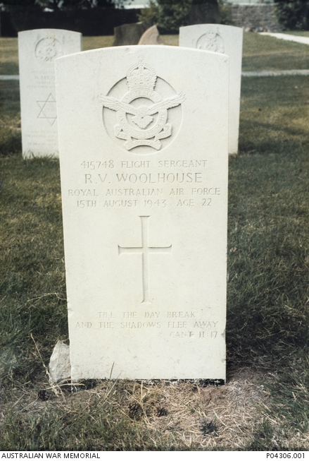 The grave of 415748 Flight Sergeant (Flt Sgt) Ross Vivian Woolhouse, from Perth WA, an air ...
