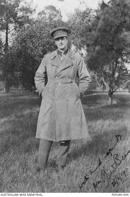 Outdoor portrait of Charles Edwin Woodrow Bean signed “with kind ...