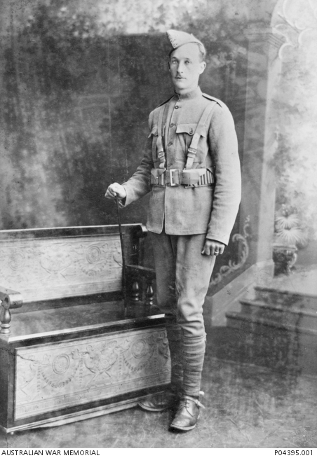 Studio portrait of 848 Private John William Sidney, NSW Imperial Bushmen. A member of E Company ...