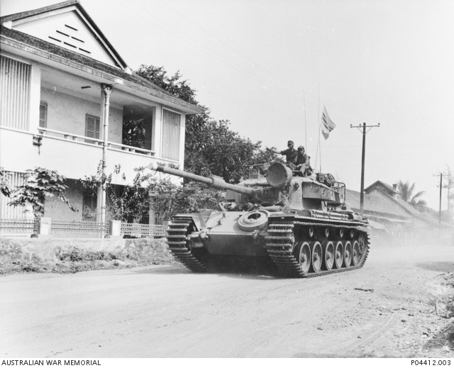 A Centurion Mk V/I tank of 3 Troop, C Squadron, 1st Australian Armoured ...