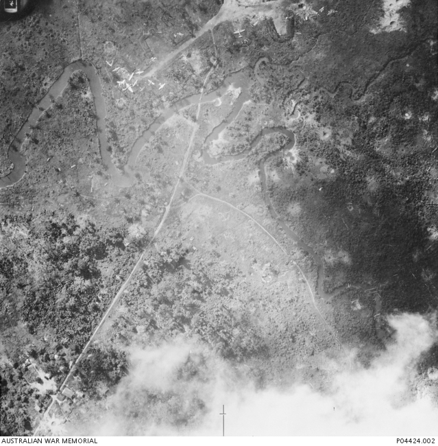 Aerial reconnaissance image taken from an unidentified Beaufort bomber ...