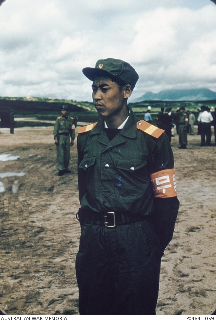 Portrait of a North Korean officer. standing at ease at Panmunjom ...