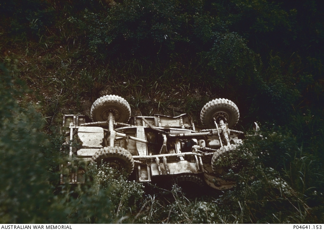 Damaged army jeep. One of a series of photographs taken by the ...