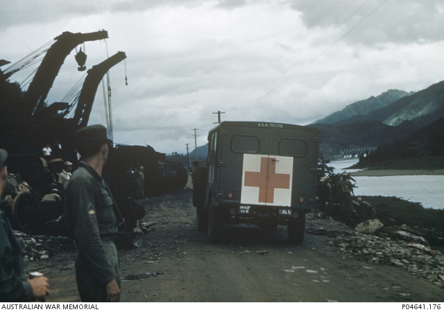 US army ambulance. One of a series of photographs taken by the ...