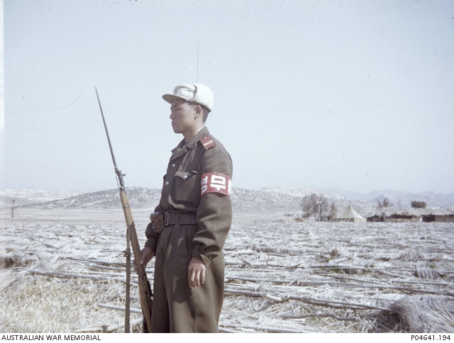 North Korean soldier on guard. One of a series of photographs taken by ...