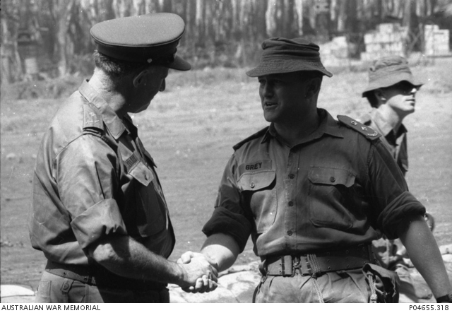 The CO of 7RAR, 57011 Lieutenant Colonel Ronald Alwyn Grey (right ...