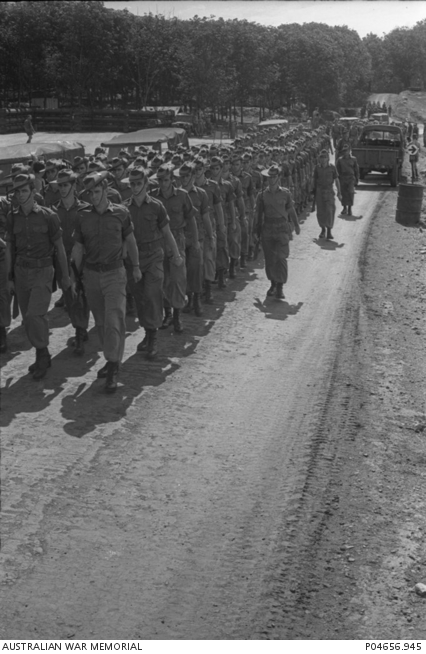A rifle company of 7RAR marches towards Luscombe Field where a parade ...