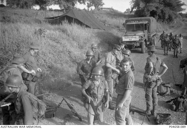 Members of D Company, 6RAR/NZ (ANZAC) Battalion (comprising the 6th ...