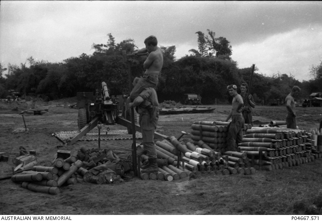 A member of the gun crew of a 105mm M2A2 Howitzer of 101 Field Battery ...