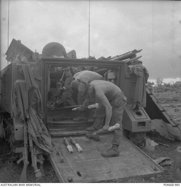 The crew members of an M125A1 81mm Mortar Carrier of A Squadron, 3 ...