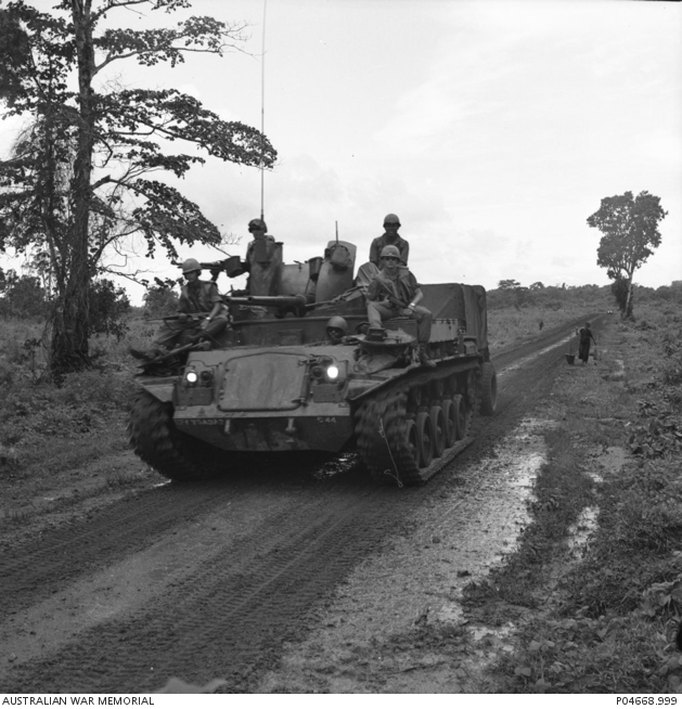 Part of an enormous column of armoured vehicles, an M42 Twin 40mm Self ...