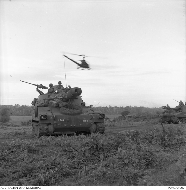 Part of an enormous column of armoured vehicles, two M109 Self ...