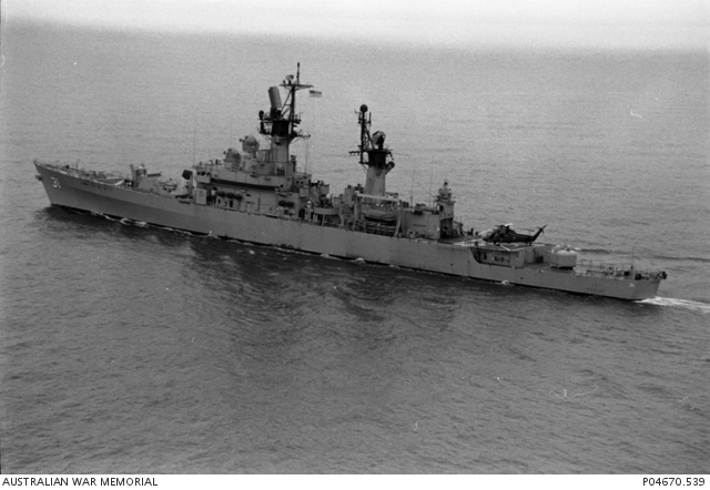 Task Force 77, United States 7th Fleet. USS Sterett, sea air rescue ...